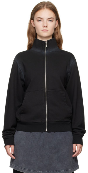 We11done - Black Embroidered-Logo Track Jacket