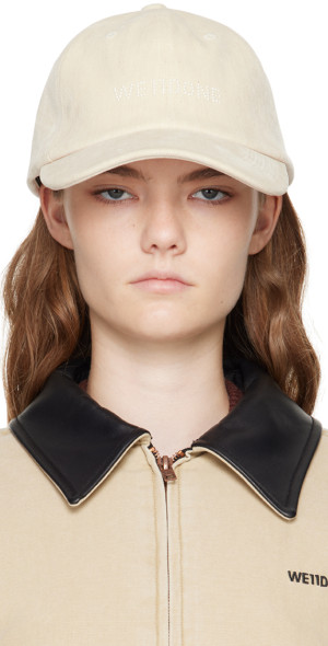 We11done - Off-White Velvet-Denim Cap