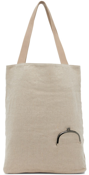 YOHJI YAMAMOTO - Beige Kiss-Lock Tote