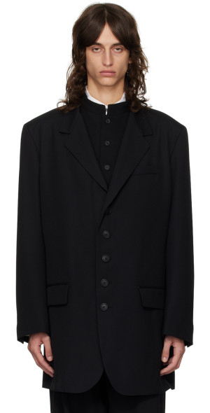 YOHJI YAMAMOTO - Black Gabardine 5-Button Blazer