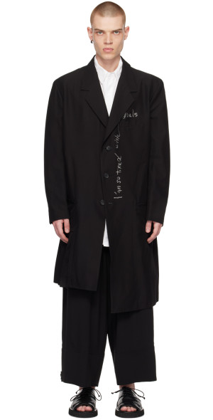 Yohji Yamamoto - Black Pleated Hem Coat