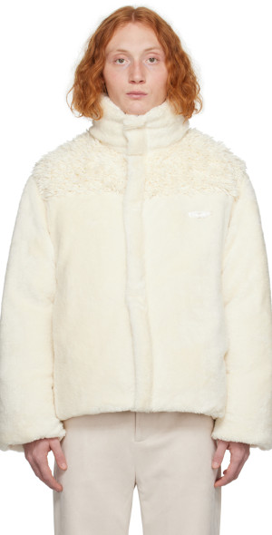 young n sang - Off-White Shell Faux-Fur Down Jacket