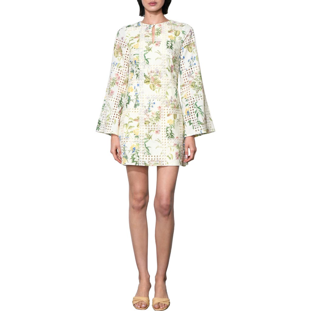 Adelyn Rae - Marshall Embroidered Long Sleeve Cotton Minidress