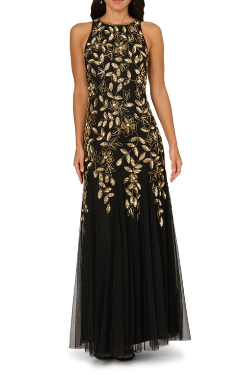 Adrianna Papell - Embellished Mesh Gown