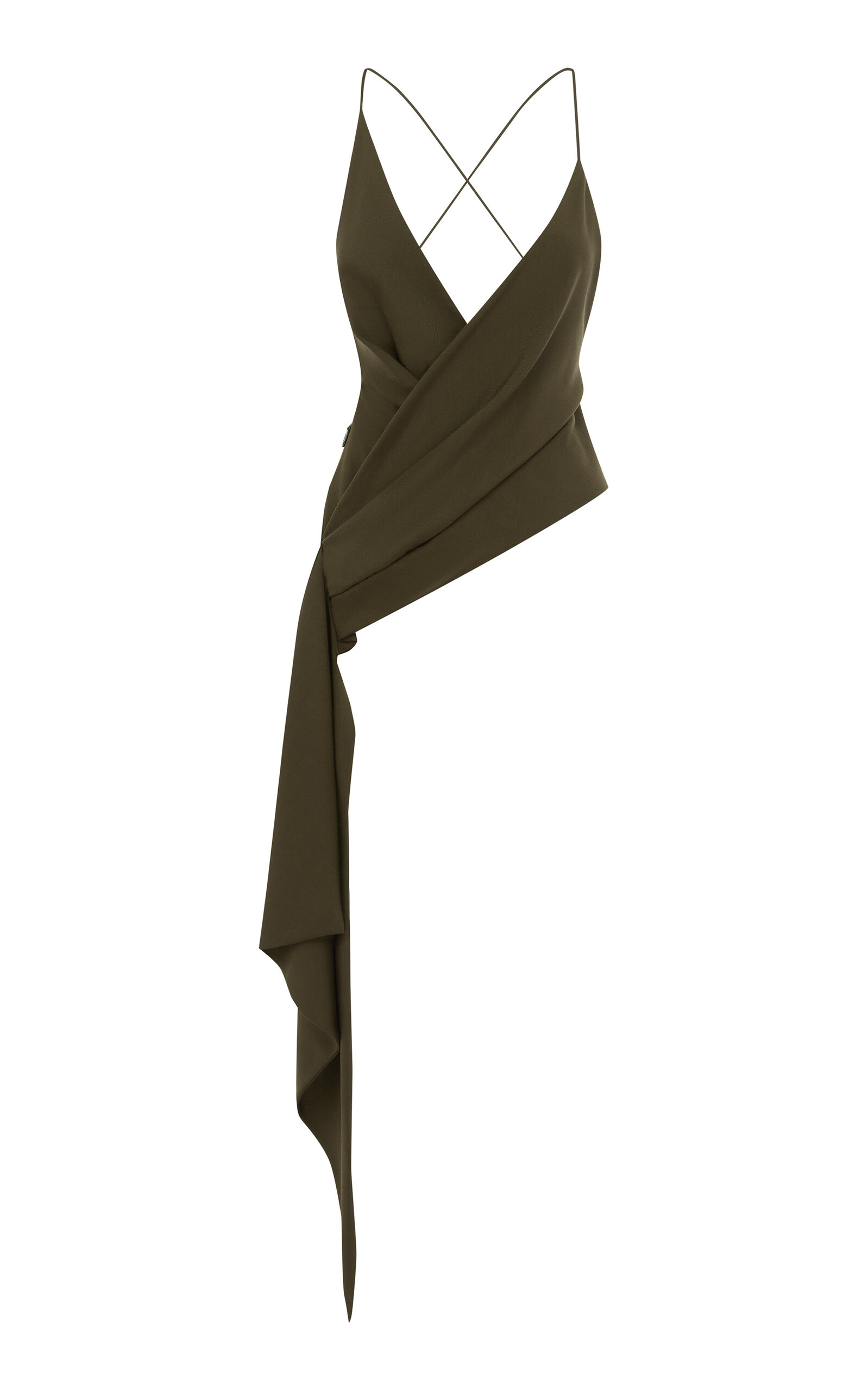 Alex Perry - Asymmetric VirginWool Wrap Top Olive UK 14