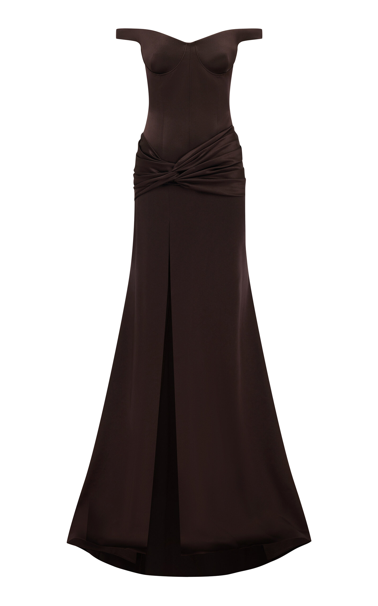 Alex Perry - Off Shoulder Knot Gown In Satin Crepe