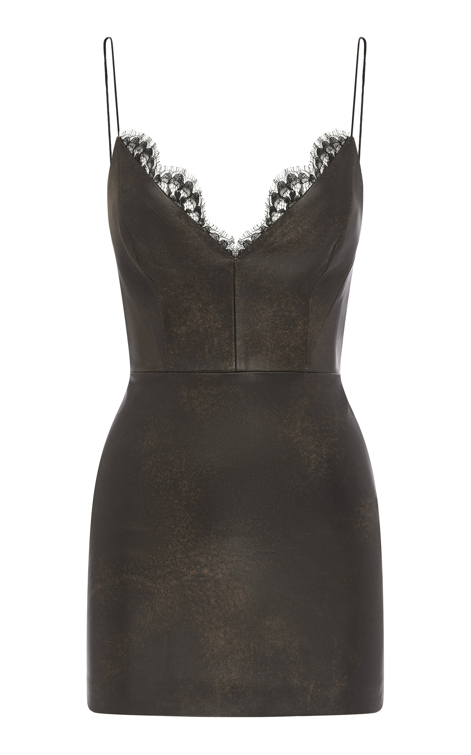Alex Perry - Sleeveless Leather Mini Dress Brown UK 14