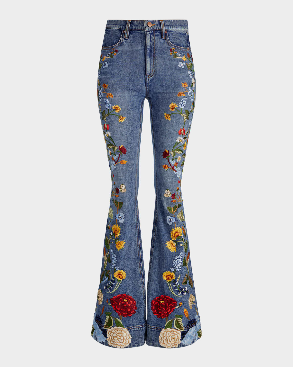 Alice + Olivia - Beautiful Embroidered Bell Bottom Jeans