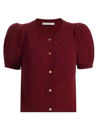 Alice + Olivia - Women's Sabine Puff-Sleeve Crop Cardigan