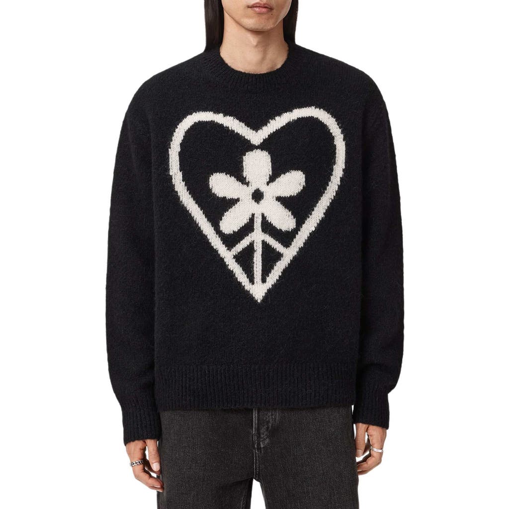 AllSaints - Finden Heart Merino Wool & Alpaca Blend Crewneck Sweater