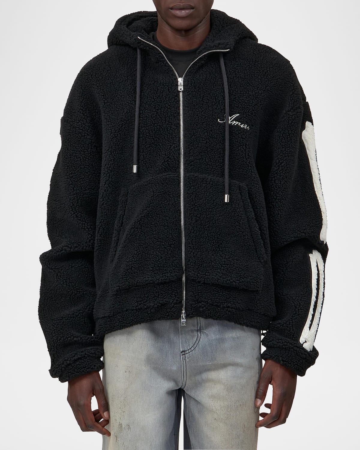 Amiri - Men's Bones Fleece Full-Zip Hoodie