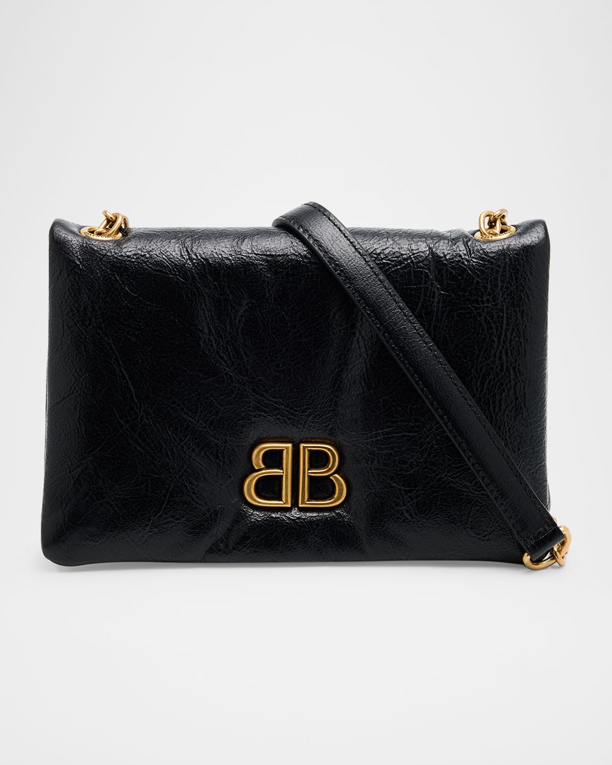 Balenciaga - Monaco Nano Puffy Shiny Leather Crossbody Bag