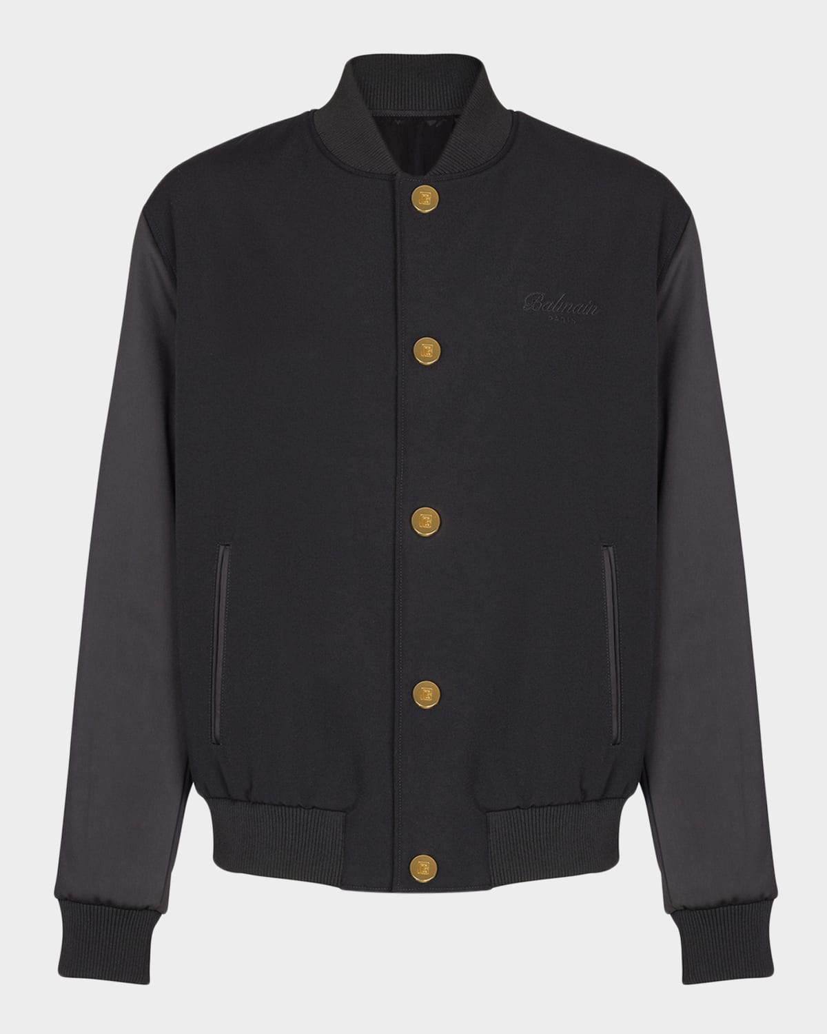 Balmain - Men's Grain de Poudre Wool and Satin Varsity Jacket