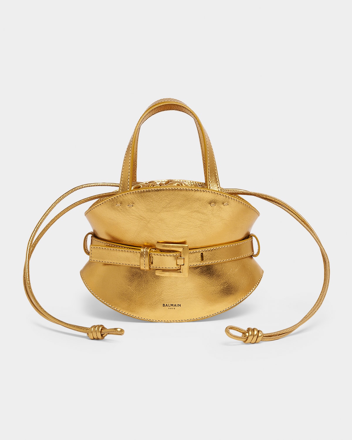 Balmain - Shuffle Mini Belted Crossbody Bag in Metallic Leather