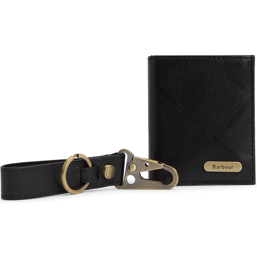 Barbour - Brunton Leather Card Case & Key Fob Gift Set