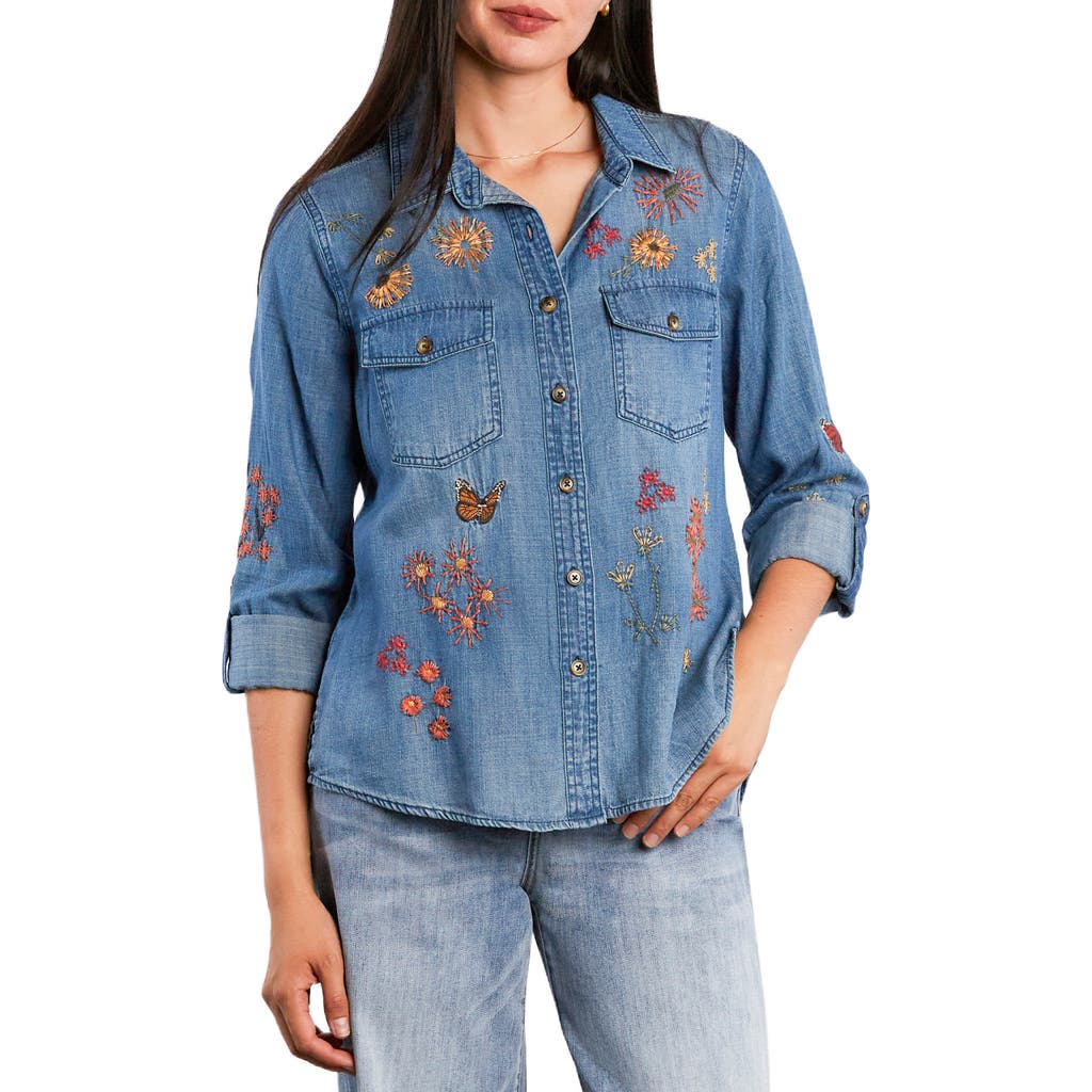 Billy T - Happy Garden Denim Roll Tab Sleeve Shirt