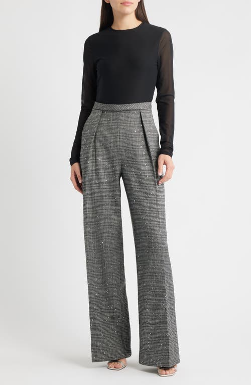 Black Halo - Dante Sequin Long Sleeve Wide Leg Jumpsuit