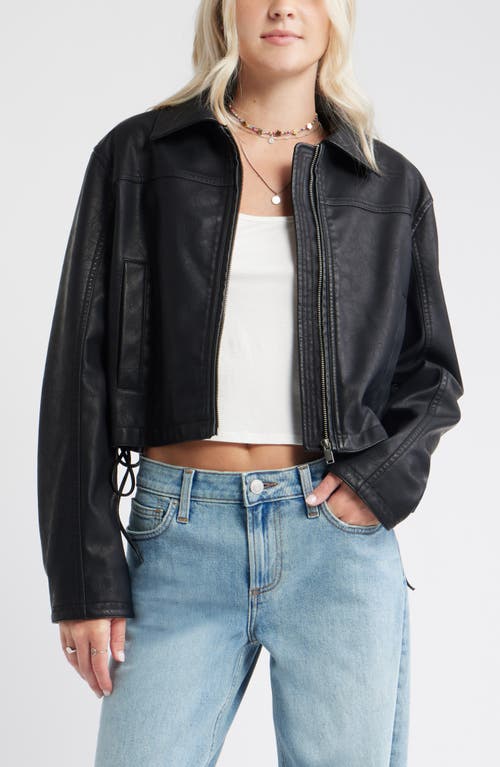 BP. - Side Tie Faux Leather Moto Jacket
