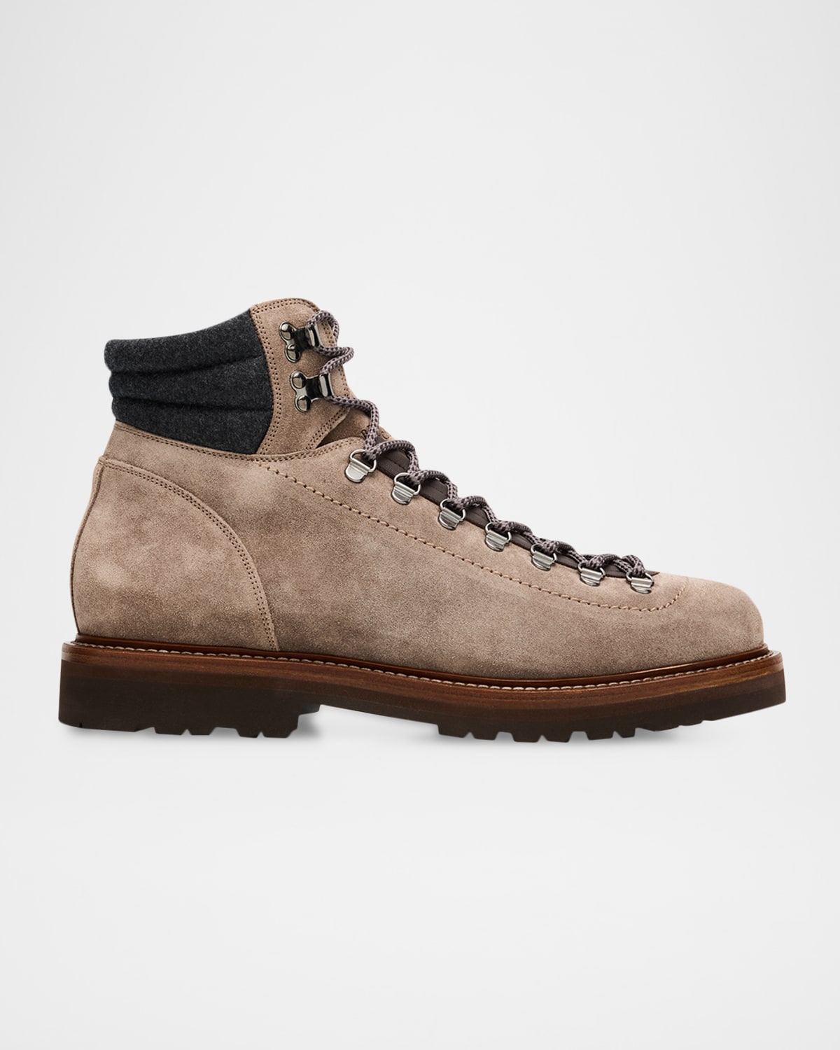 Brunello Cucinelli - Men's Suede Wool-Collar Hiking Boots