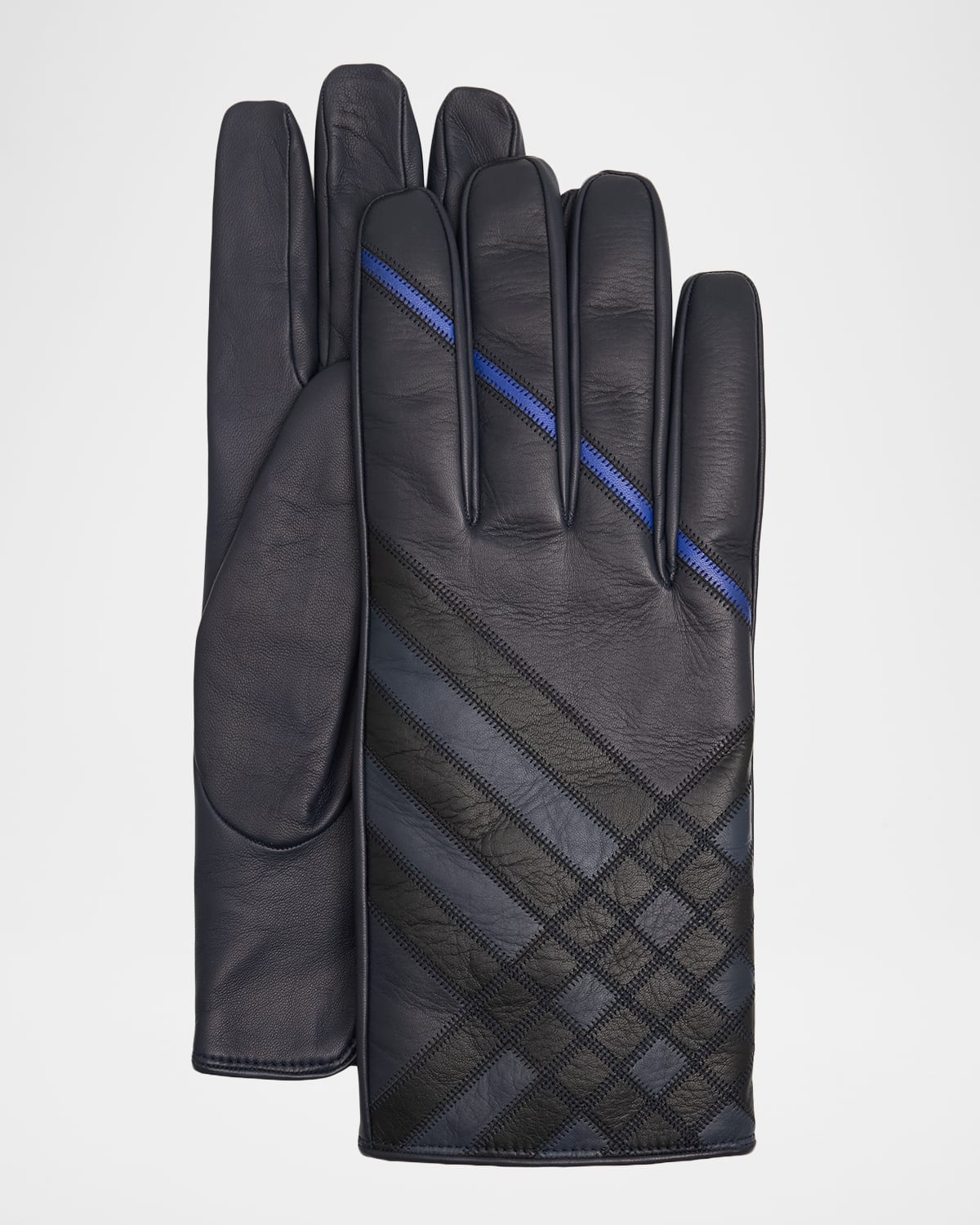 Burberry - Men's Intarsia Check Leather Gloves