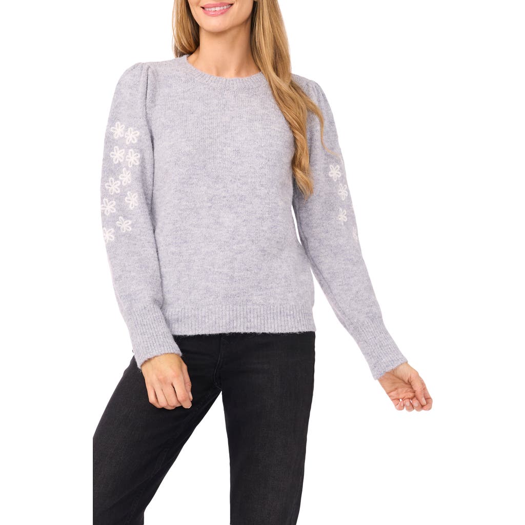 CeCe - Floral Embroidered Crewneck Sweater