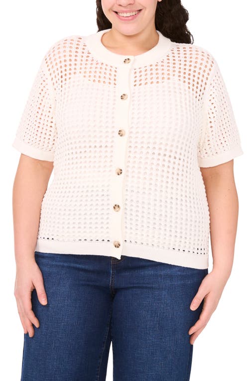 CeCe - Open Stitch Short Sleeve Cardigan