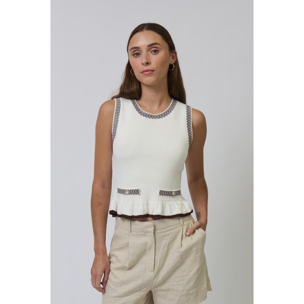 Central Park West - Chloe Ruffle Hem Mixed Herringbone Shell