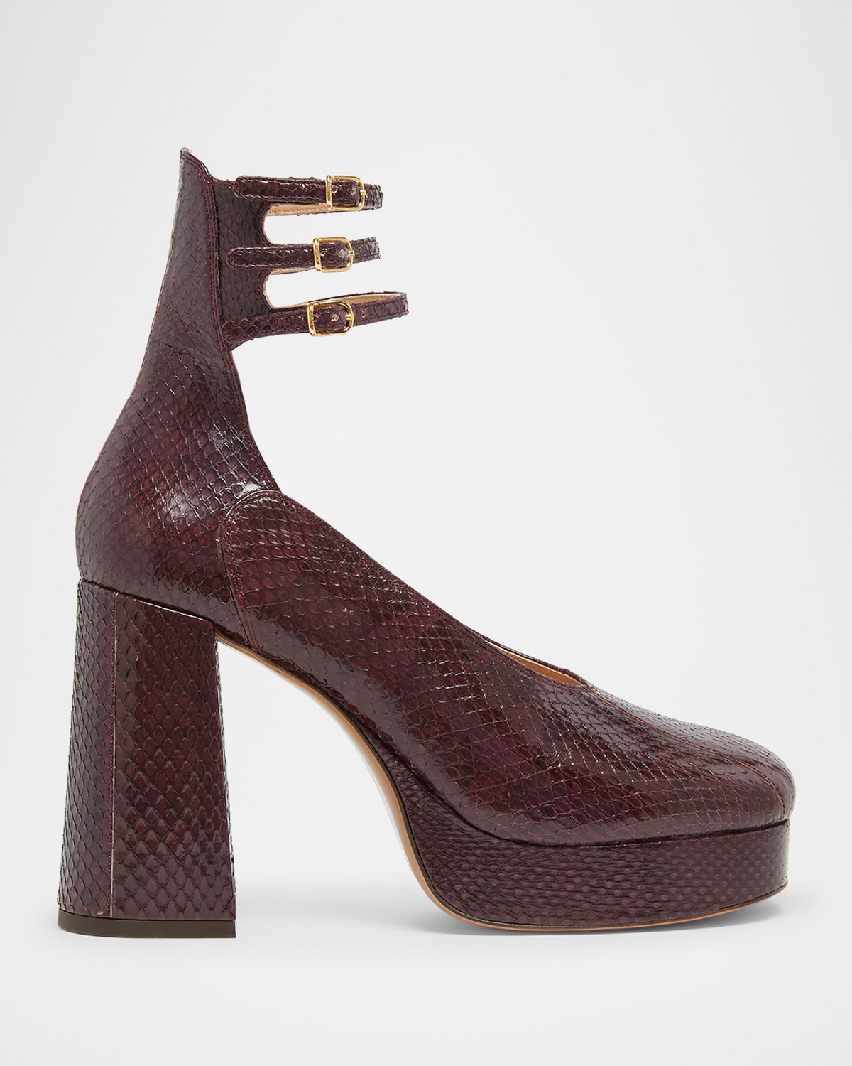 Chloe - Loti Snake Platform Block-Heel Pumps