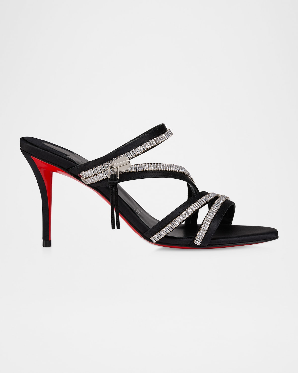 Christian Louboutin - 80mm Meryl Zip Strass Satin Red Sole Sandals