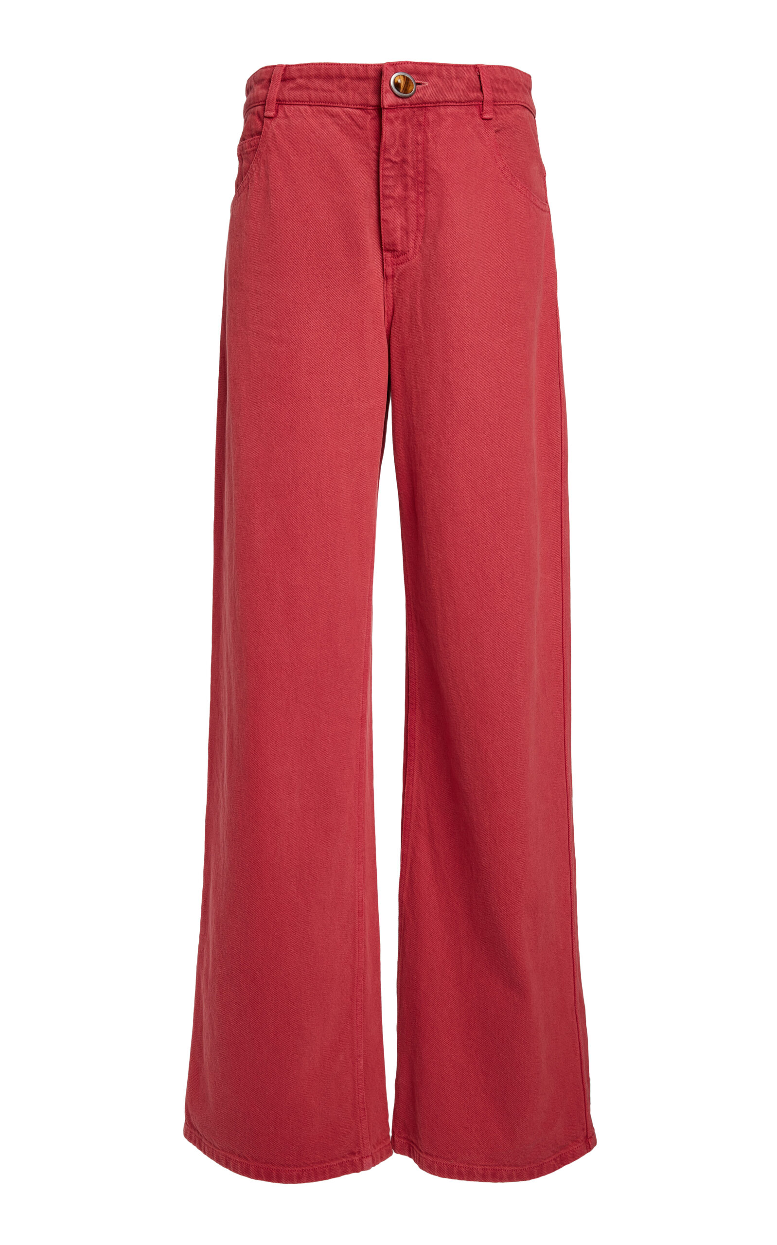 Christopher Esber - Stone Button Rigid LowRise WideLeg Jeans Red AU 8