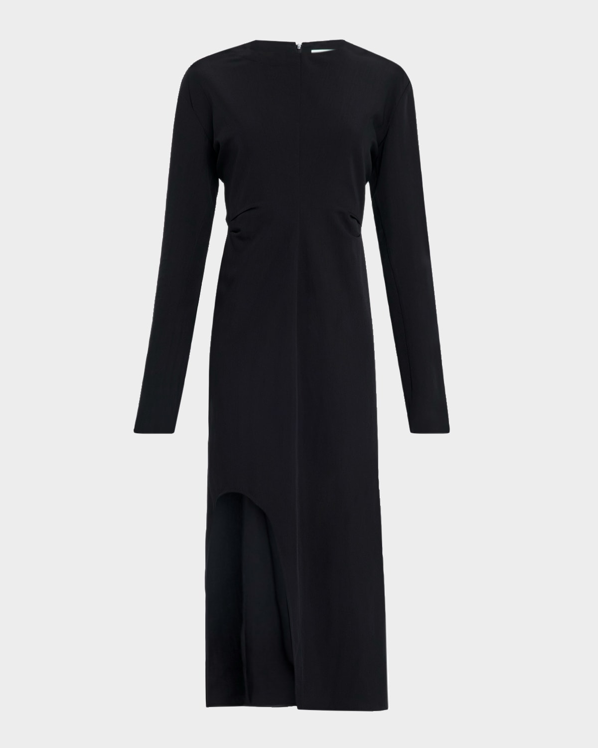 Co - Keyhole Slit Ruched Long-Sleeve Midi Dress