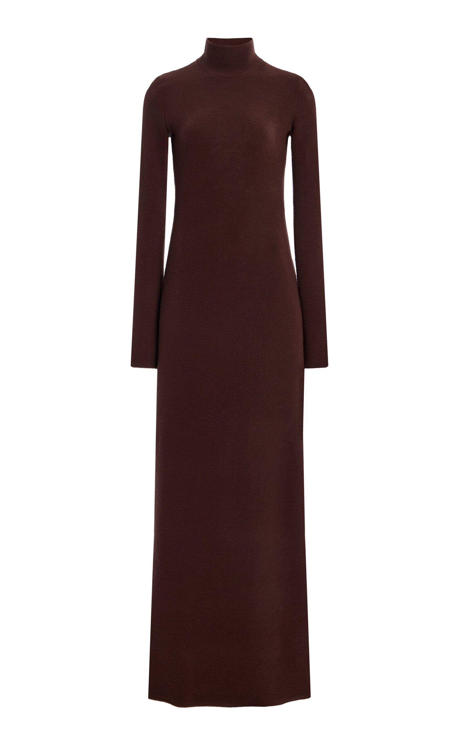 COLLEEN ALLEN - Exclusive Keyhole Knit Turtleneck Maxi Dress Brown XS