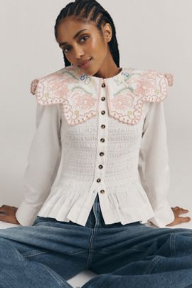 Damson Madder - x Anthropologie Raphaela Shirred Maxi Dress