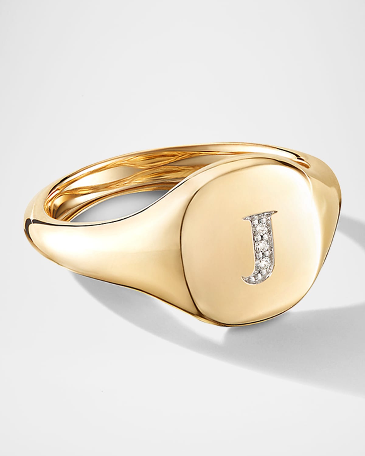 David Yurman - Mini DY Initial Pinky Ring in 18K Yellow Gold with Diamonds