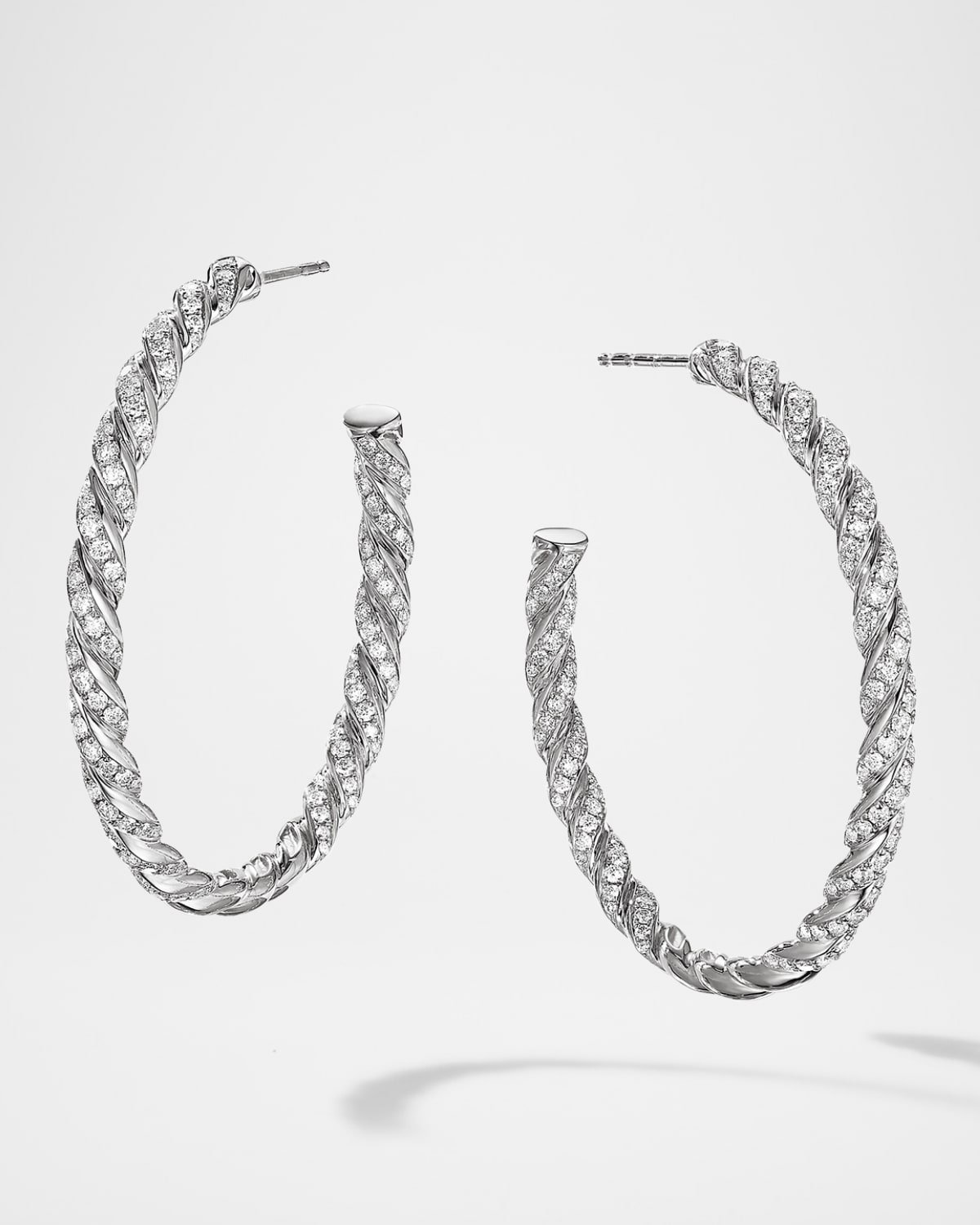 David Yurman - Sculpted Cable Flex Hoop Earrings with Diamonds in 18K ...