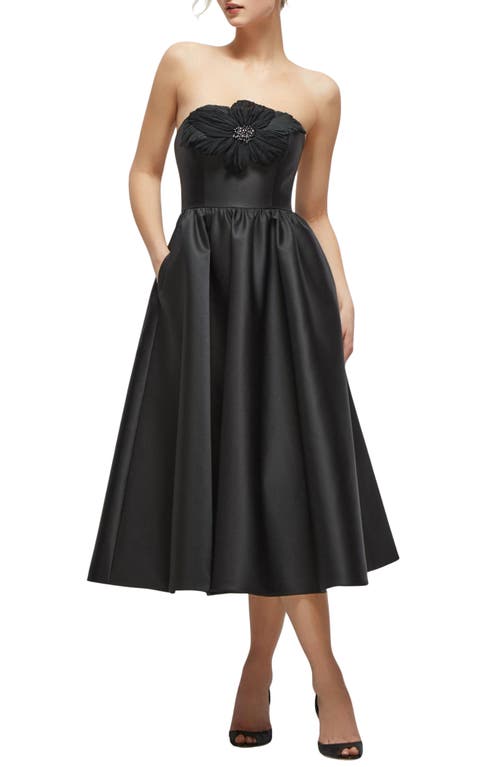 Dessy Collection - Floral Embellished Strapless Fit & Flare Midi ...