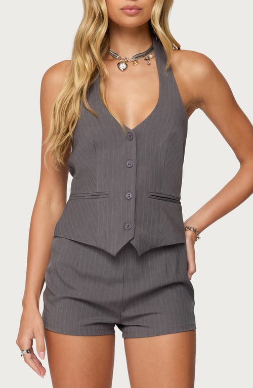 EDIKTED - Riya Pinstripe Halter Vest