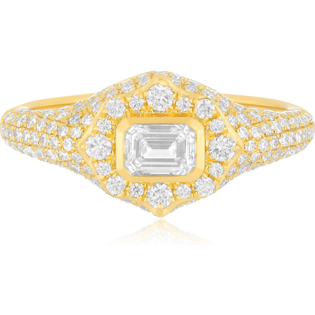 EF Collection - Daphne Emerald Cut Pavé Diamond Ring