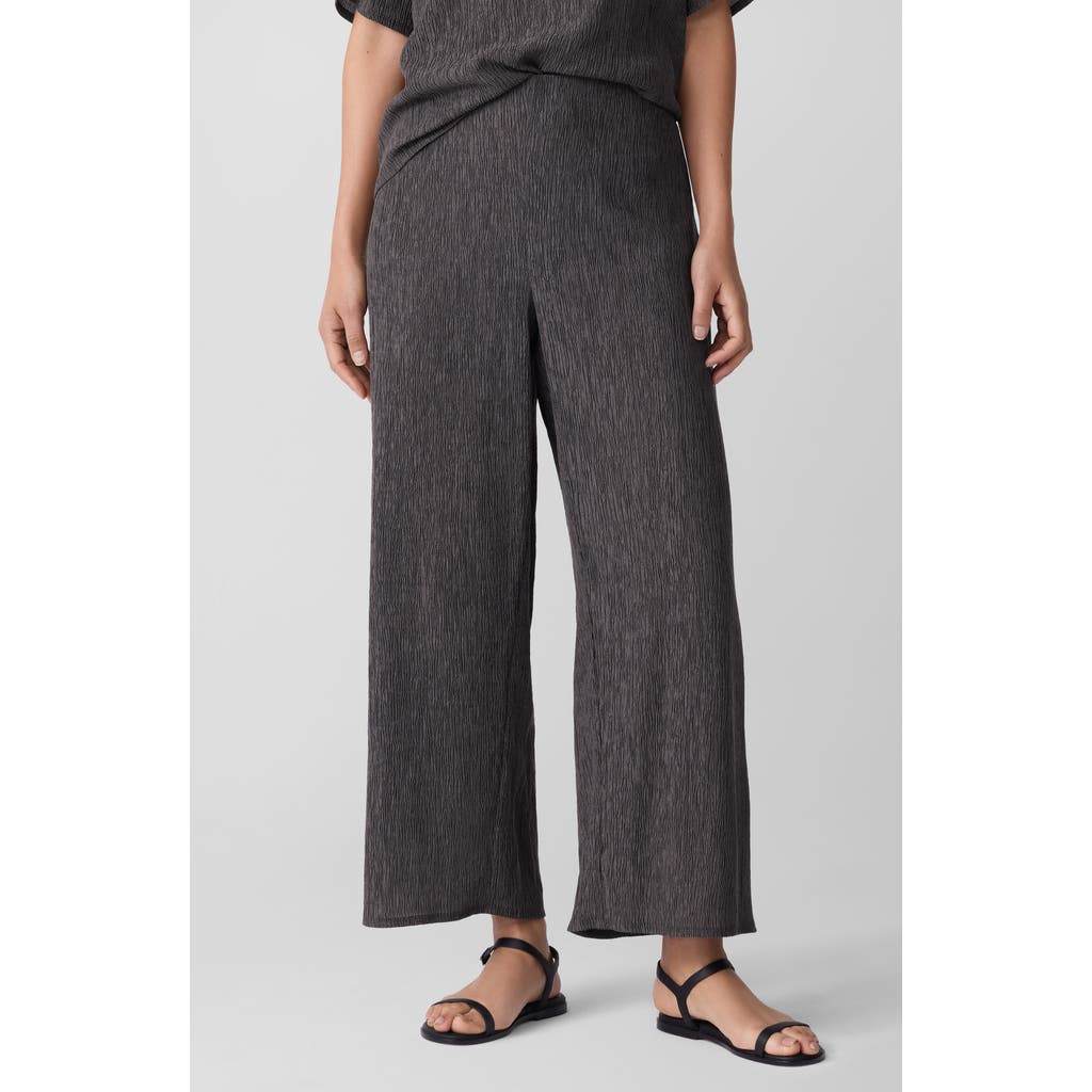 Eileen Fisher - Crinkled High Waist Ankle Wide Legs