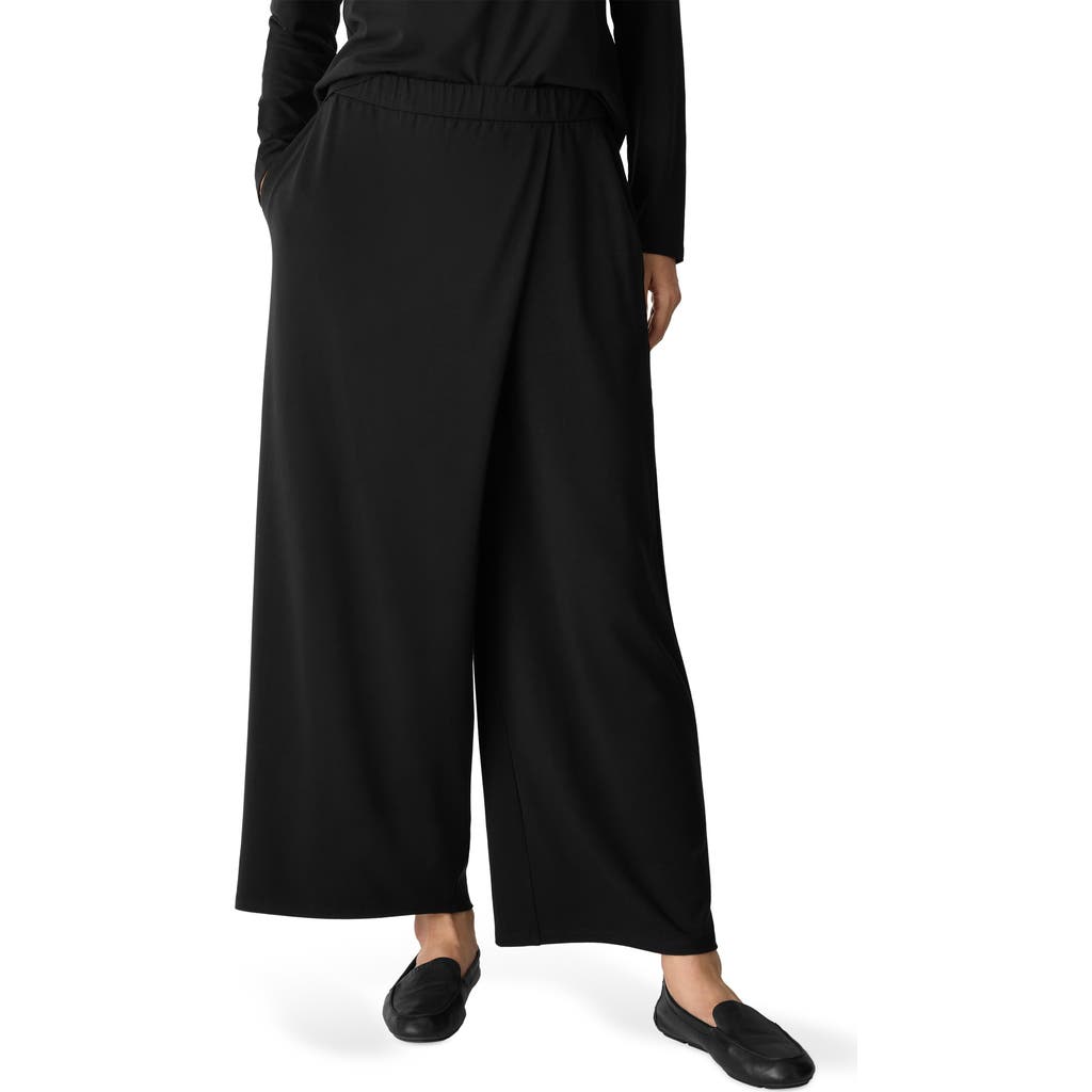 Eileen Fisher - Faux Wrap Front Wide Leg Ankle Pants