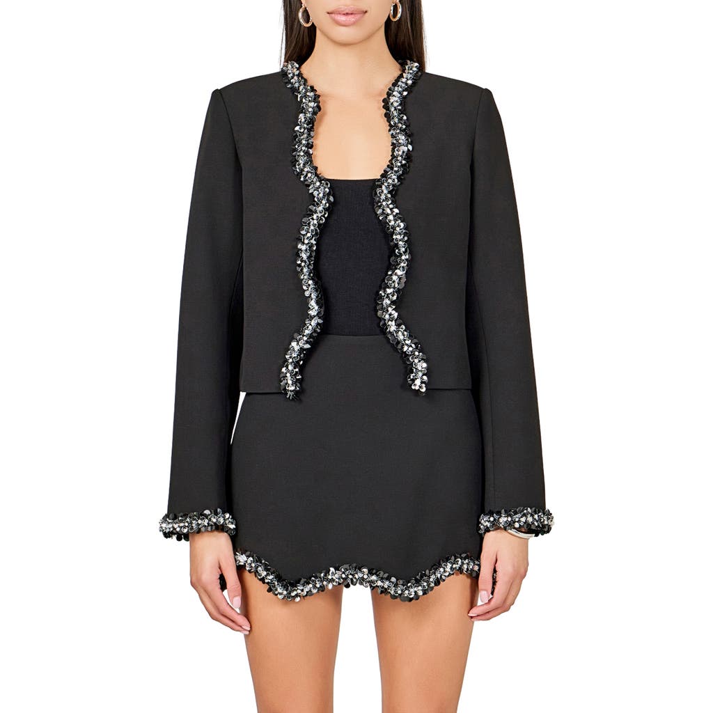 Endless Rose - Rhinestone Detail Scallop Edge Jacket