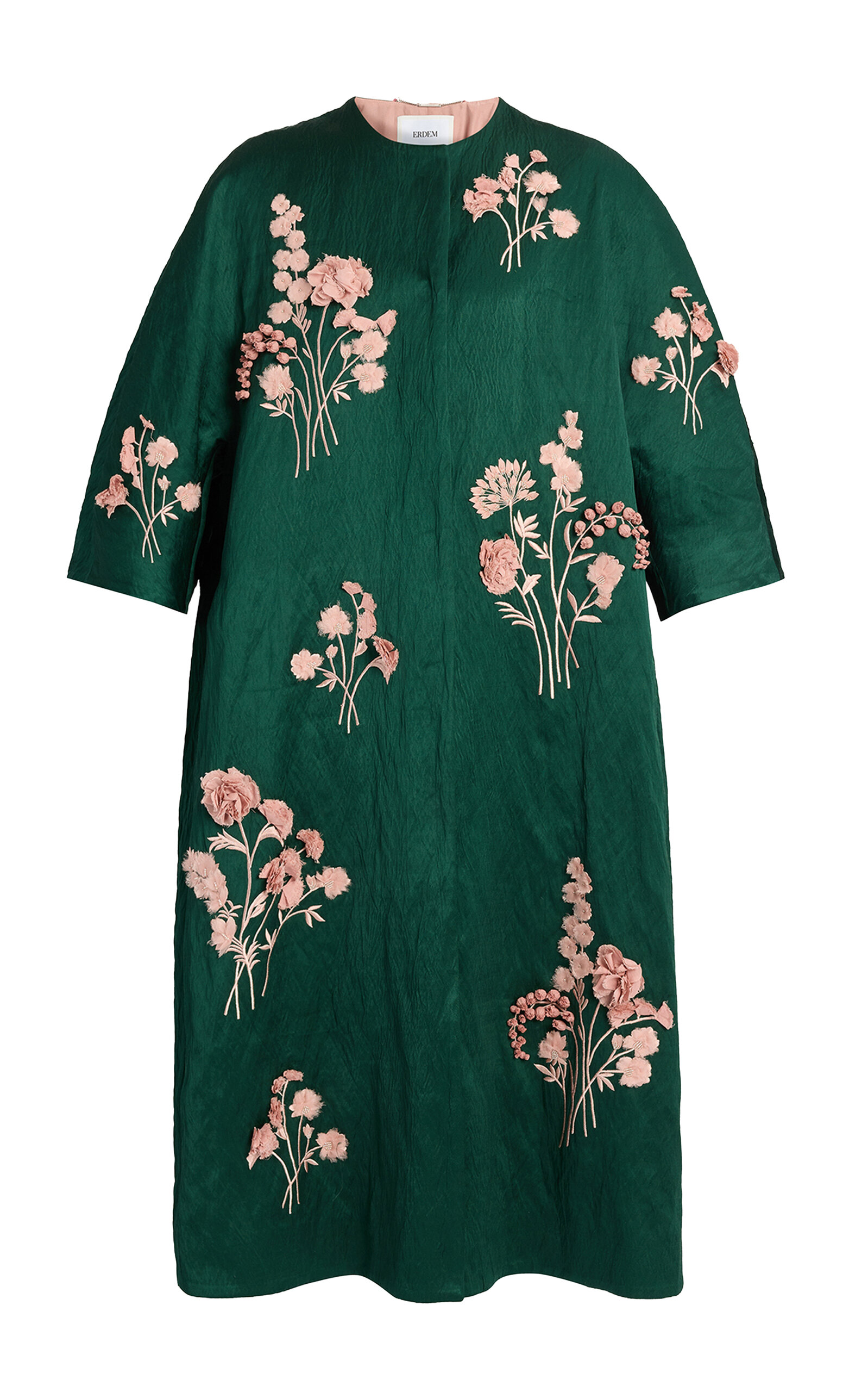 Erdem - Embroidered Textured Satin Coat