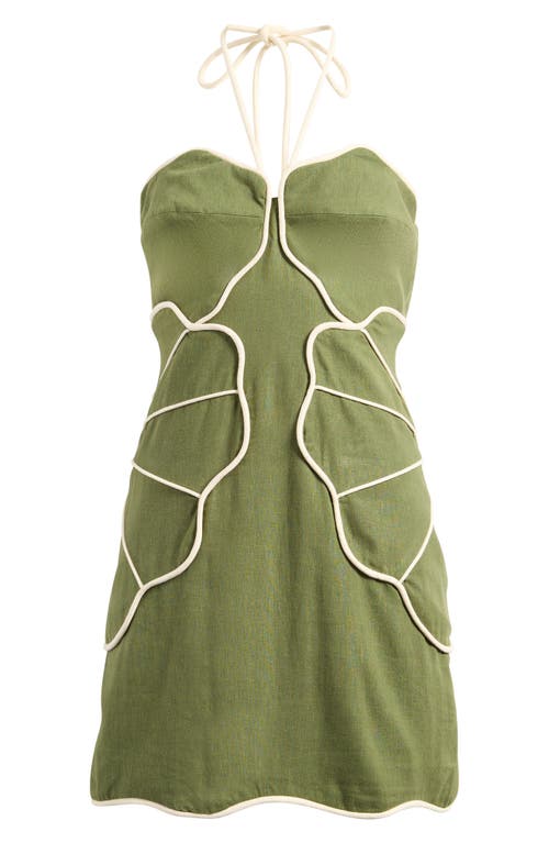 FARM Rio - Green Wavy Halter Minidress