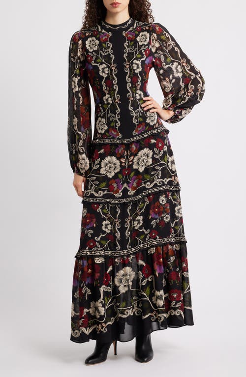 FARM Rio - Rococo Floral Long Sleeve Tiered Maxi Dress
