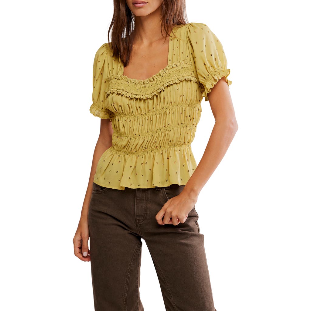 Free People - Adore You Ruffle Puff Sleeve Peplum Top