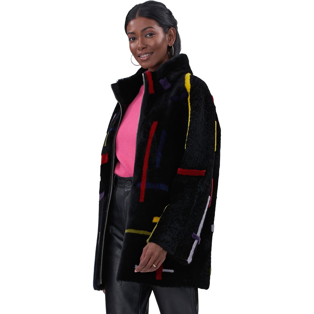 GORSKI - Genuine Shearling Zip Jacket With Abstract