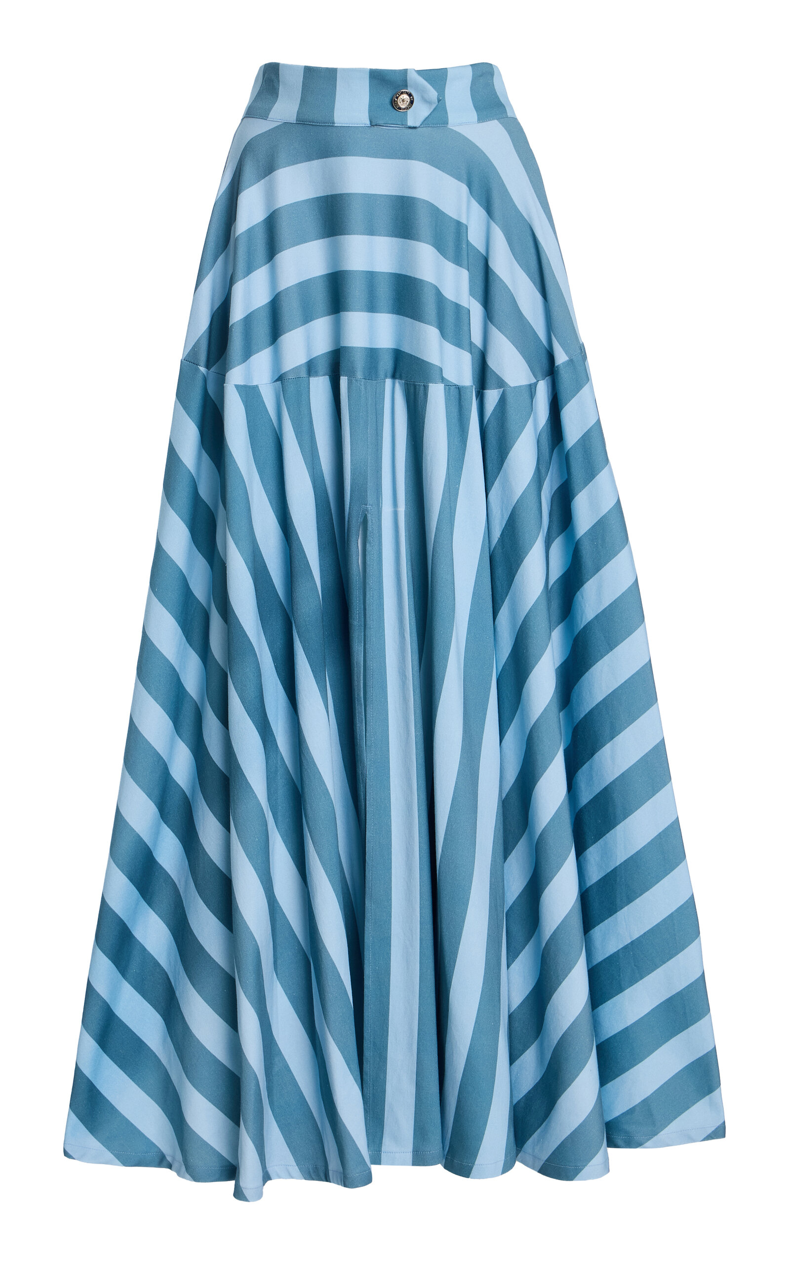 House of Aama - Azaka Striped Cotton Midi Skirt Blue