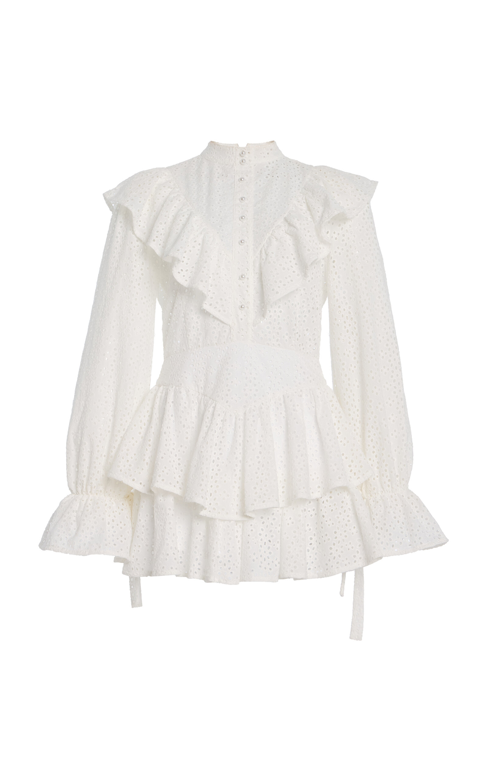 House of Aama - Eyelet Dot Cotton Mini Dress White