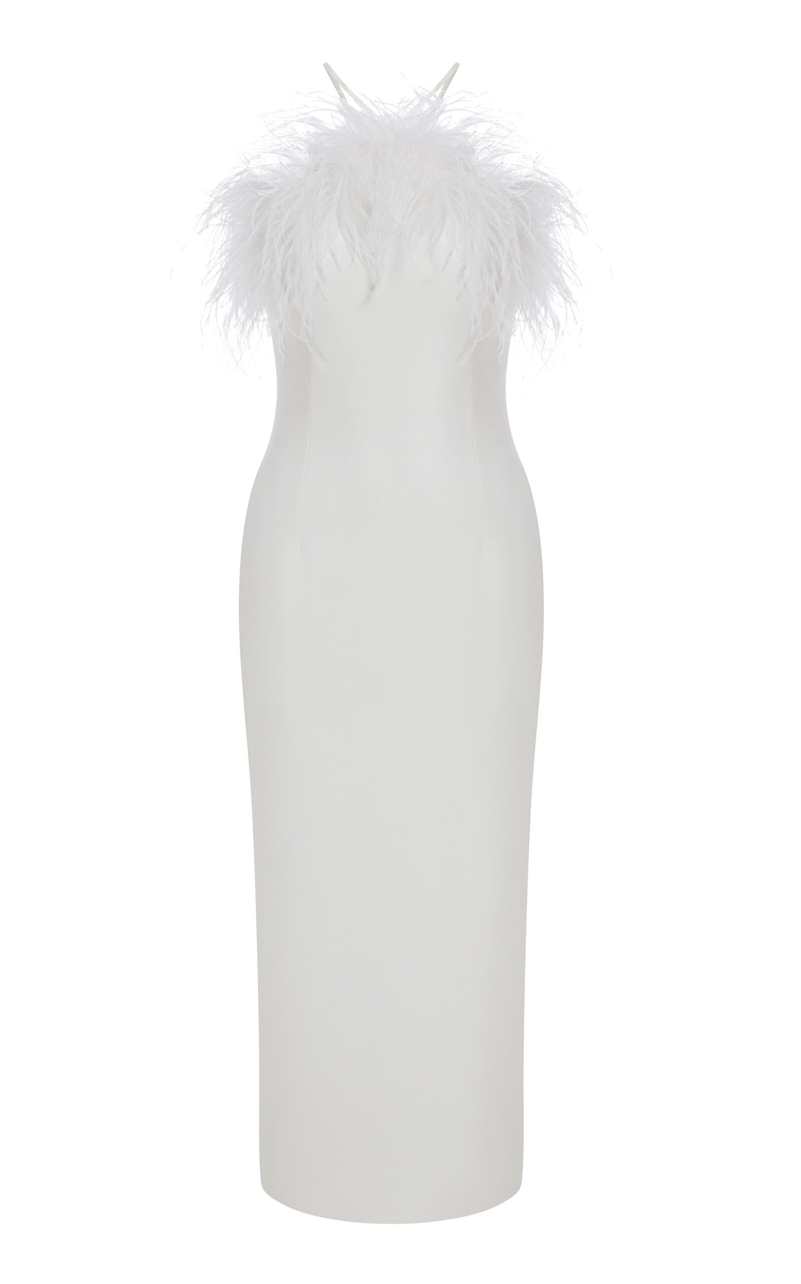 ILA - Bex Triangle Neck Feathered Midi Dress