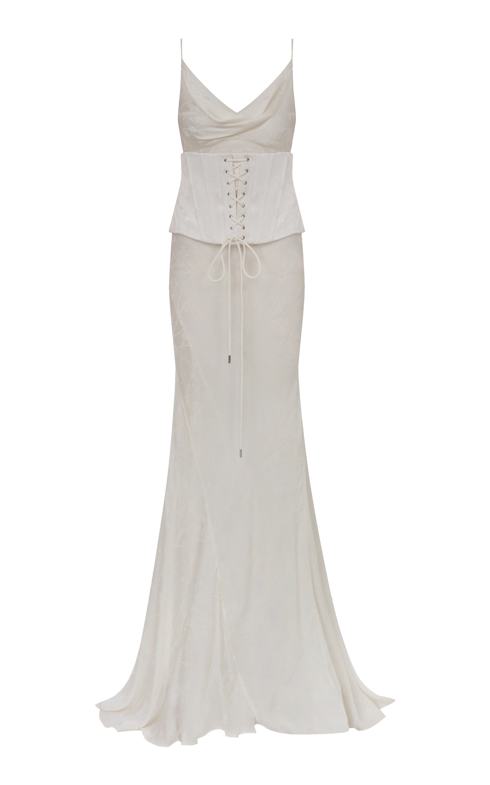 ILA - Margo CowlNeck Jacquard Maxi Dress With Corset Belt